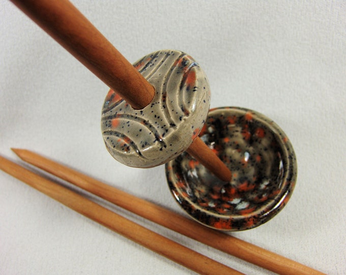 Neolithic Form Spindle Set With a Stoneware Whorl & Three Wild Black ...