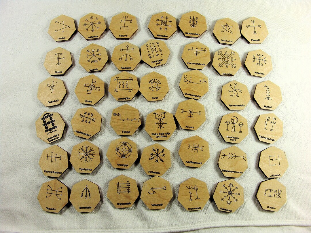 Icelandic Stave Set With the Stave Names in Birch: Icelandic - Etsy