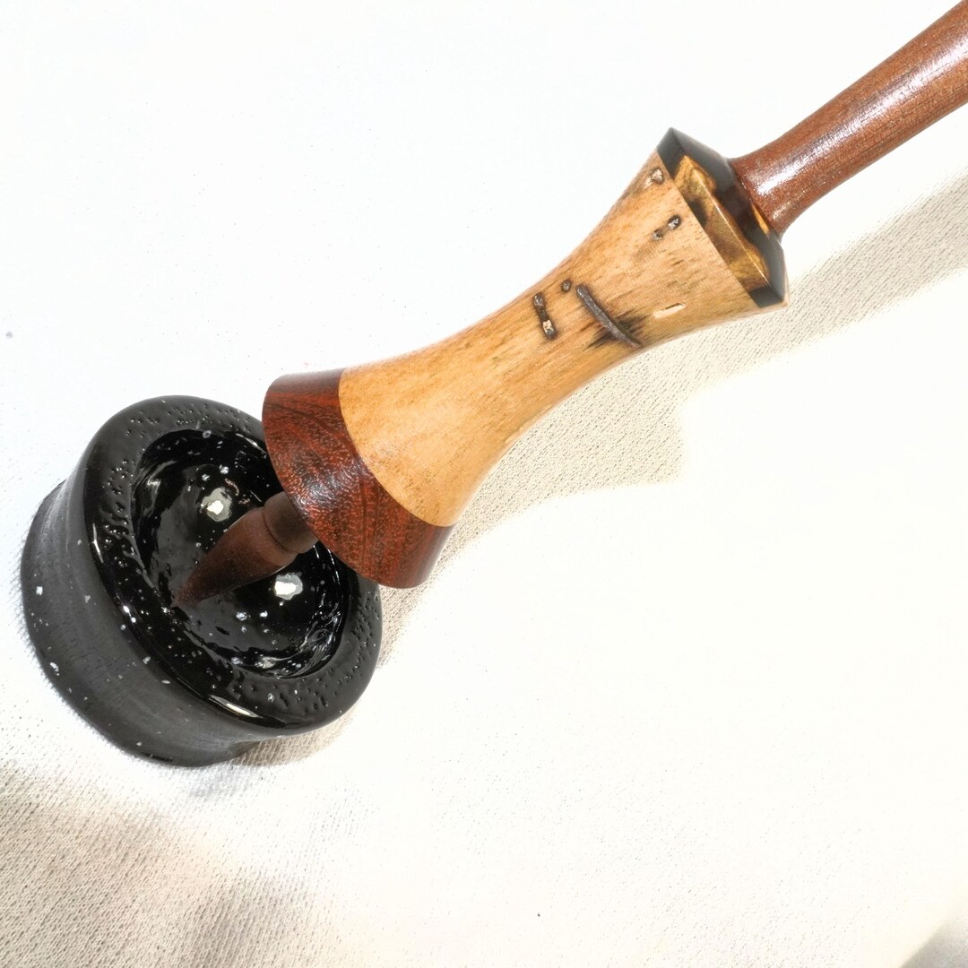 Tibetan Support Spindle With a Black Walnut Shaft and Pale Moon Ebony ...