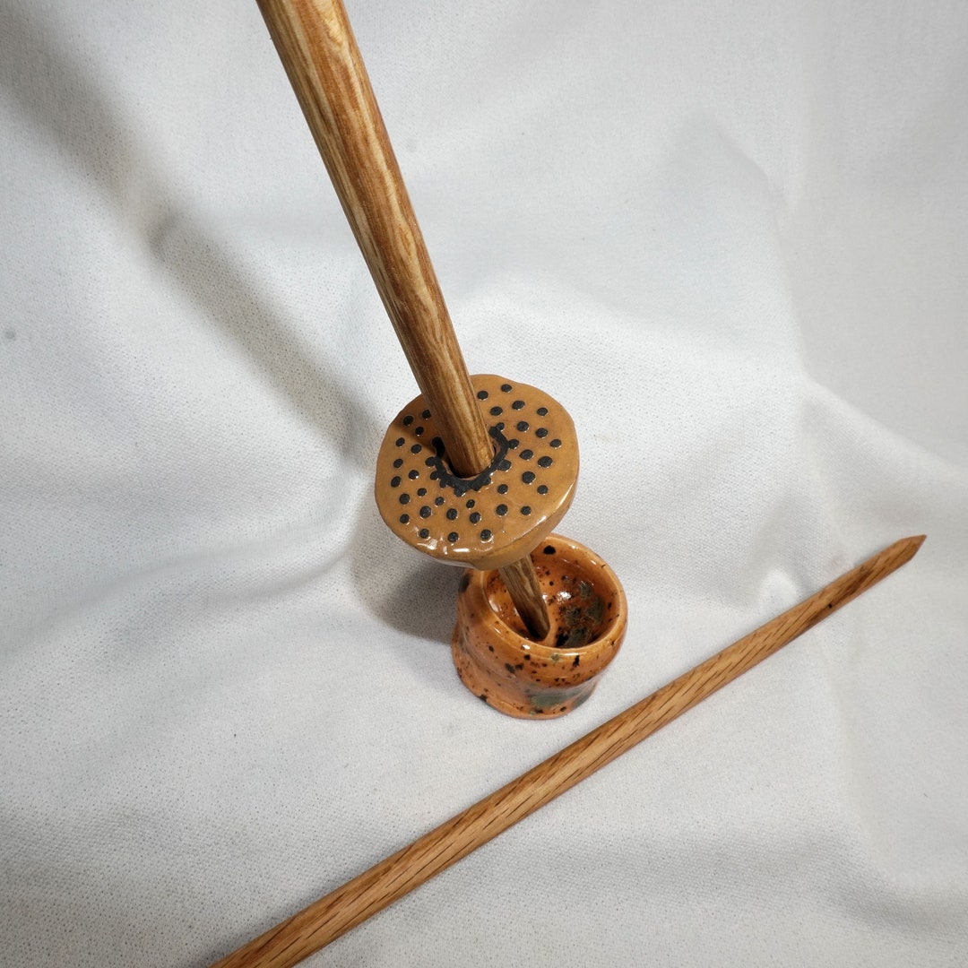 Athena's Spindle Form Set With a Stoneware Whorl, Bowl & Two Oaken ...