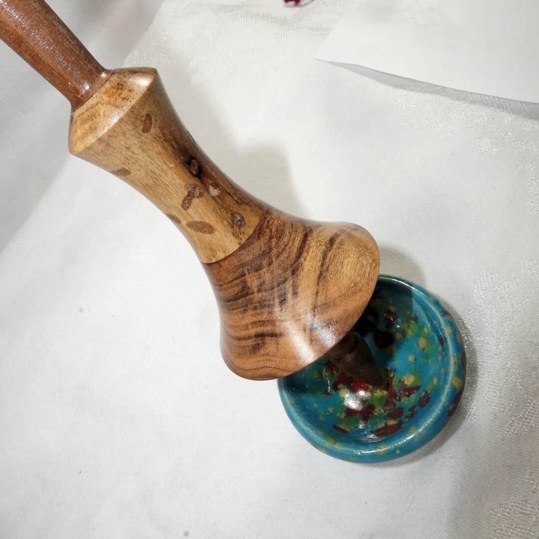 Tibetan Support Spindle With an Oaken Shaft and Spalted Worm Bitten ...