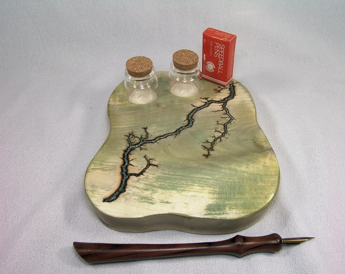 The Elven Scribe Ink Well... Calligraphy Set...with Lichtenberg Figures ...