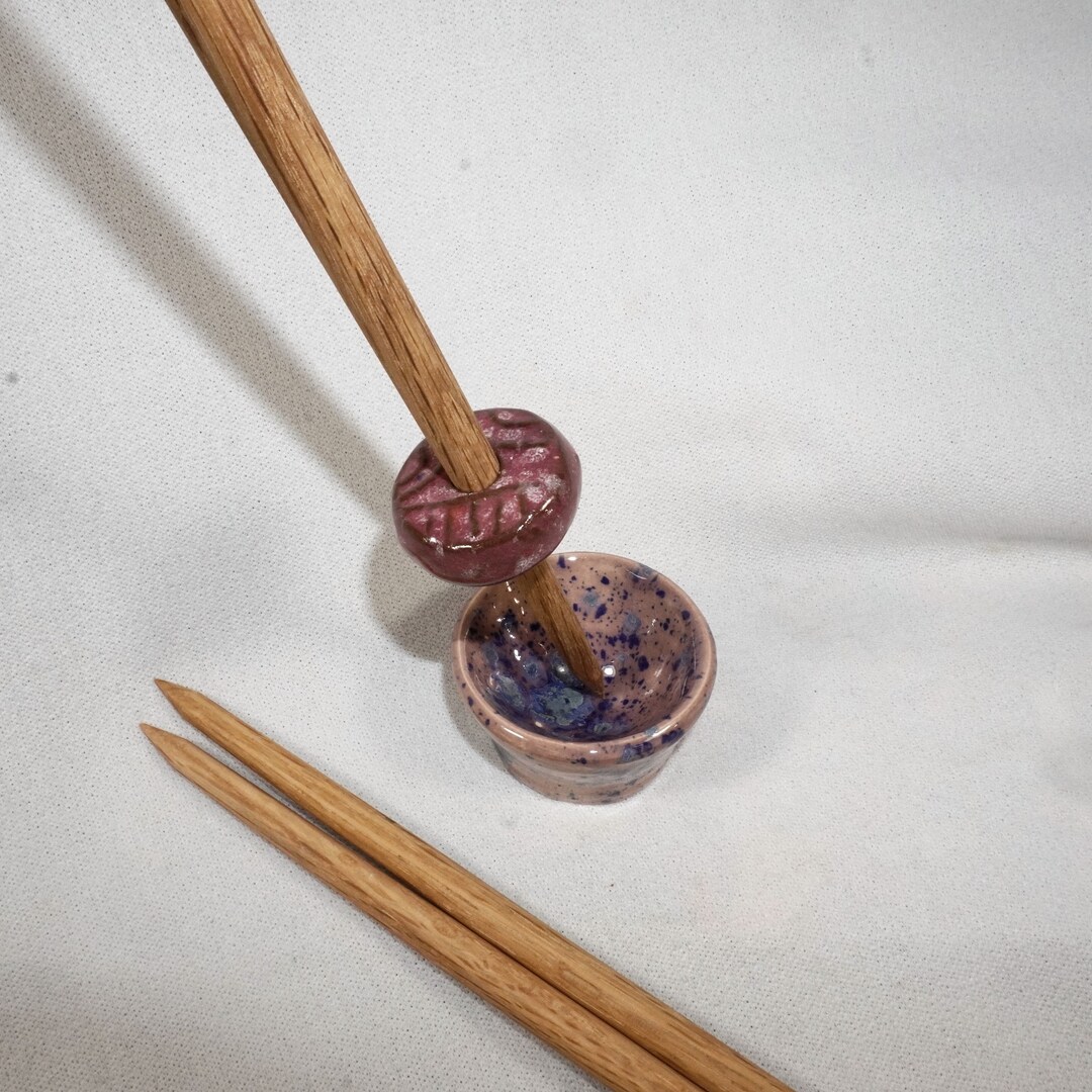Neolithic Form Spindle Set With a Stoneware Whorl & Three Hardwood ...