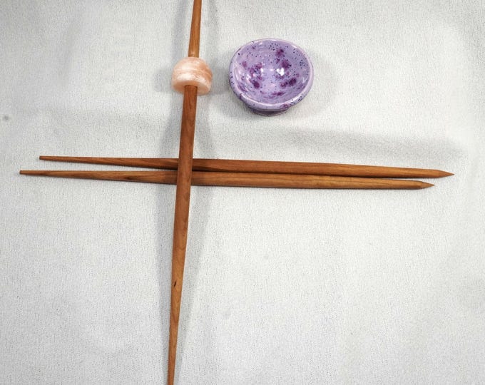 Neolithic Form Spindle Set With a 3cm Alabaster Whorl & Three Hardwood ...