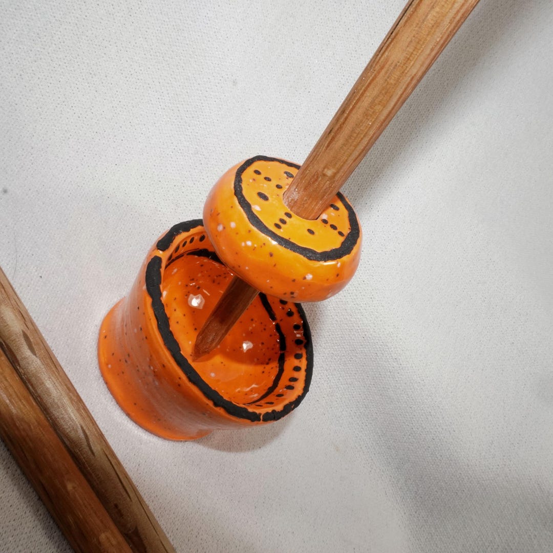 Greek Attic Style Spindle Set With a Stoneware Whorl & Three Hardwood ...