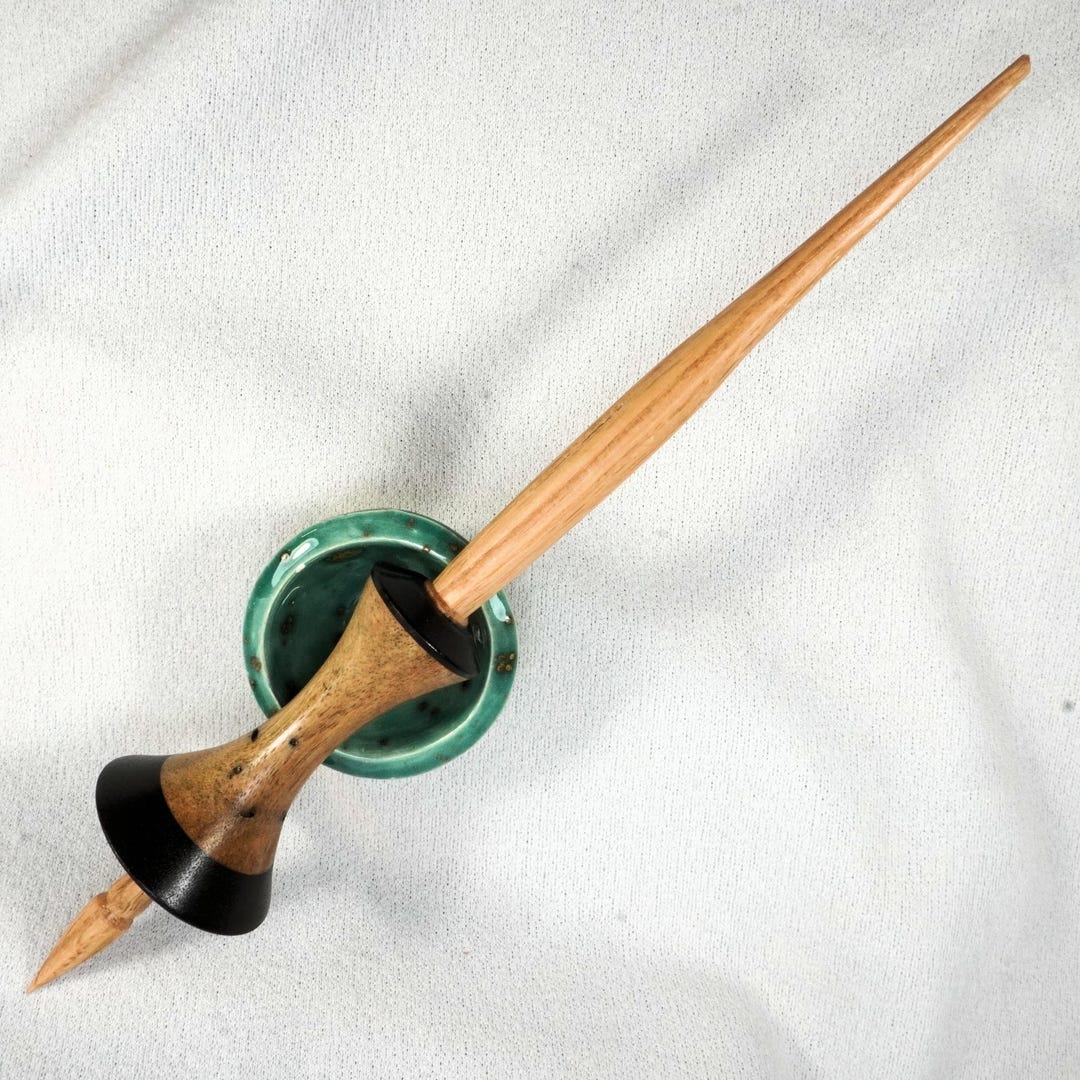 Tibetan Support Spindle With an Oaken Shaft and Ebony & Spalted Worm ...
