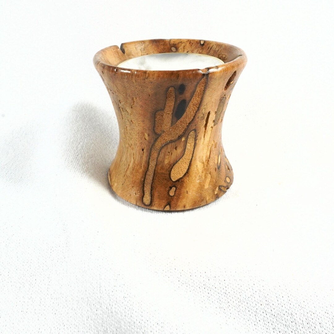 Spindle Bowl: Spalted Worm Bitten Persimmon With an Antique Silver ...