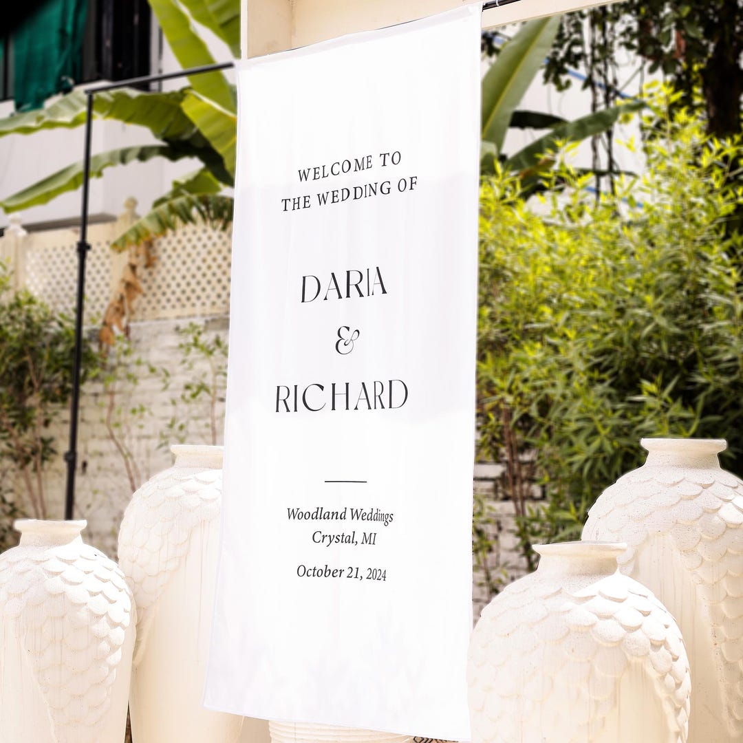 Personalized Linen Wedding Welcome Sign – Custom Fabric Banner for ...