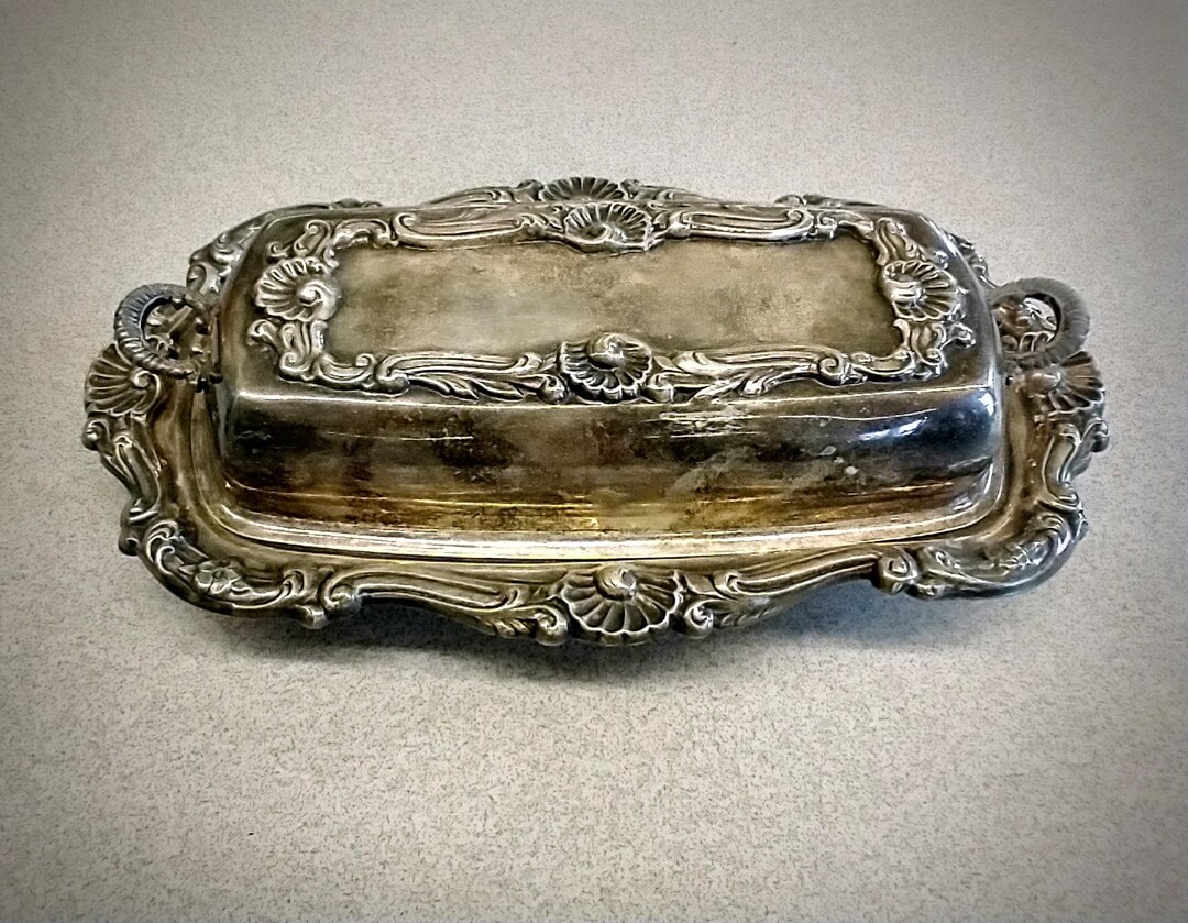 Vintage Butter Dish//3-pc//mid-century Bristol//silver Plated//covered ...