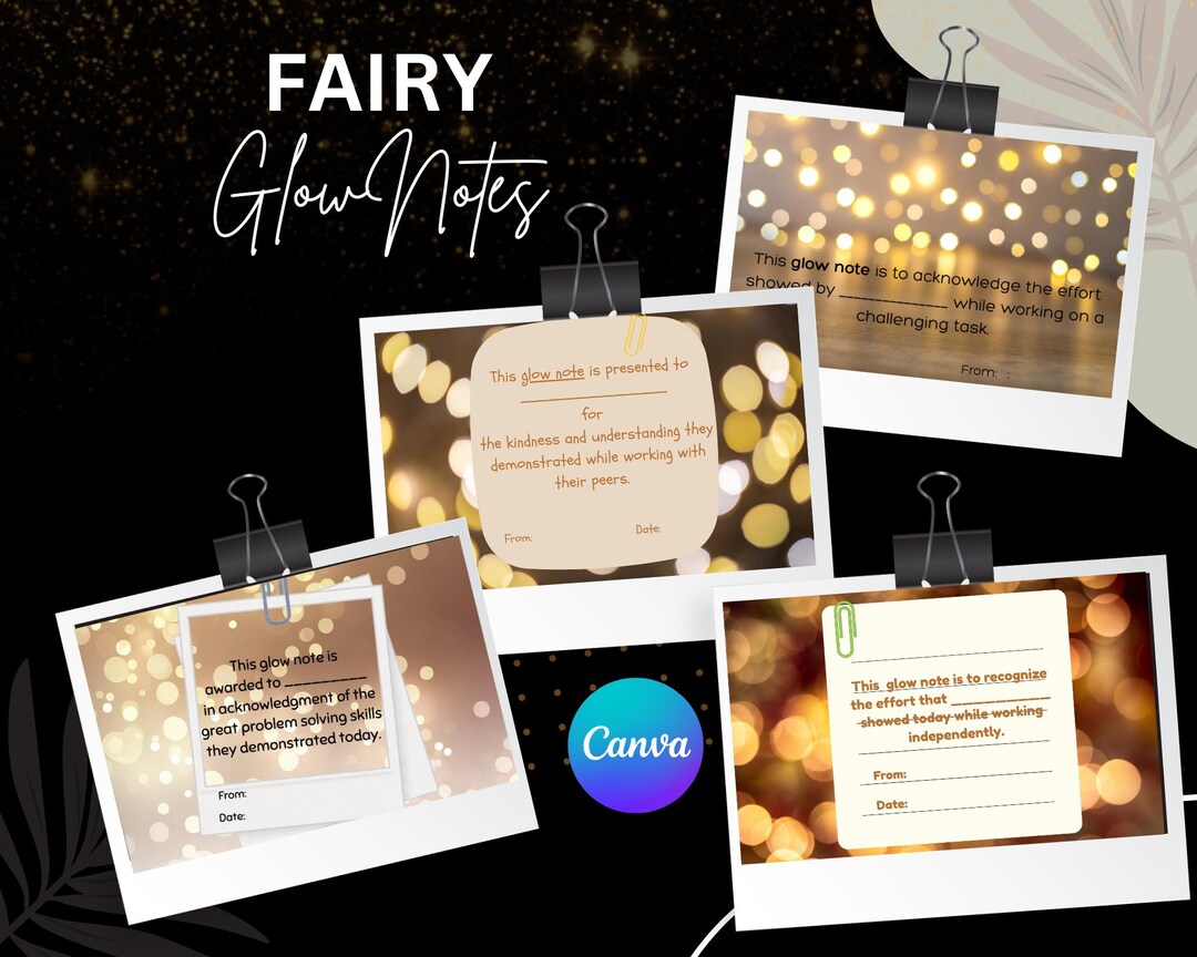 Fairy Light Glow Notes – 4 Editable Canva Templates for Positive ...