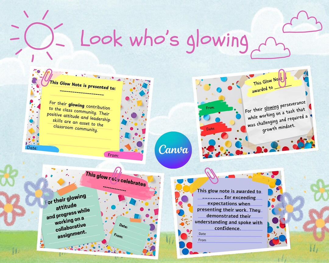 Glow Notes for Students – Editable Canva Templates | Positive Teacher ...