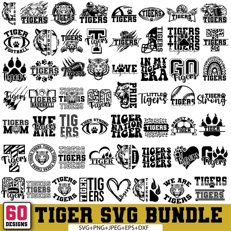 Tiger Football Svg - Etsy