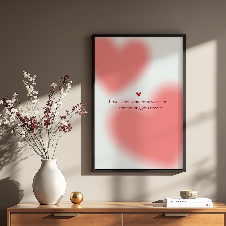 Heart Love Quote Wall Art Print, Romantic Wall Decor for Couples Gift ...