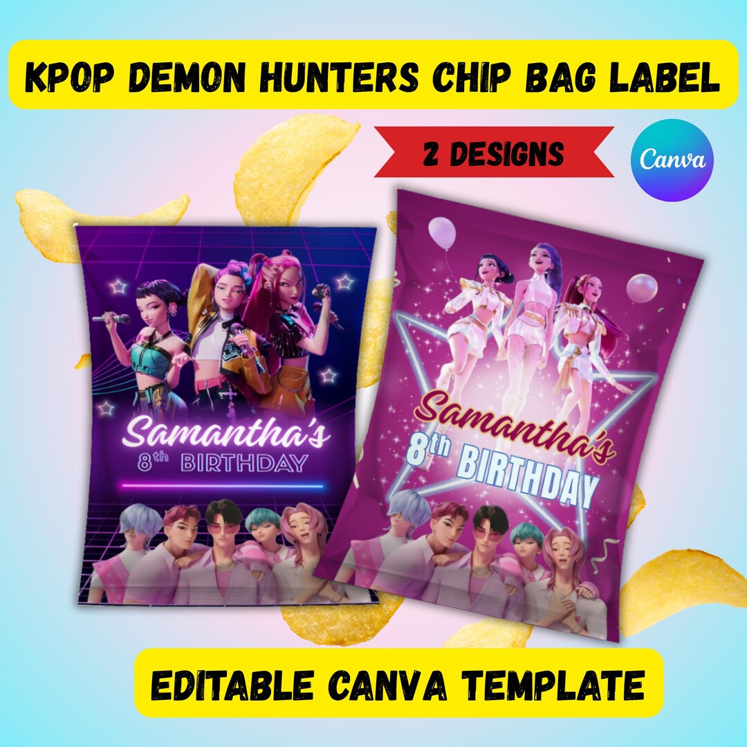 Editable Kpop Demon Hunters Chip Bag Label | KPOP Chip Bag Printable ...