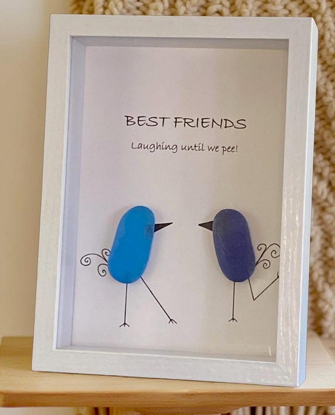 Best Friends Pebble Art Shadow Box: Laughing Until We Pee Sea Glass Art ...