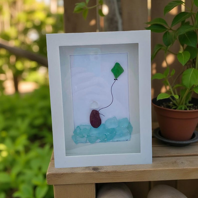 Sea Glass Kite Shadow Box Art, Nursery Decor, 5x7 - Etsy