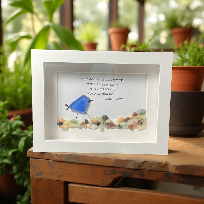 Sea Glass Wren Art: Carl Rogers Quote, Pebble Shadow Box - Etsy