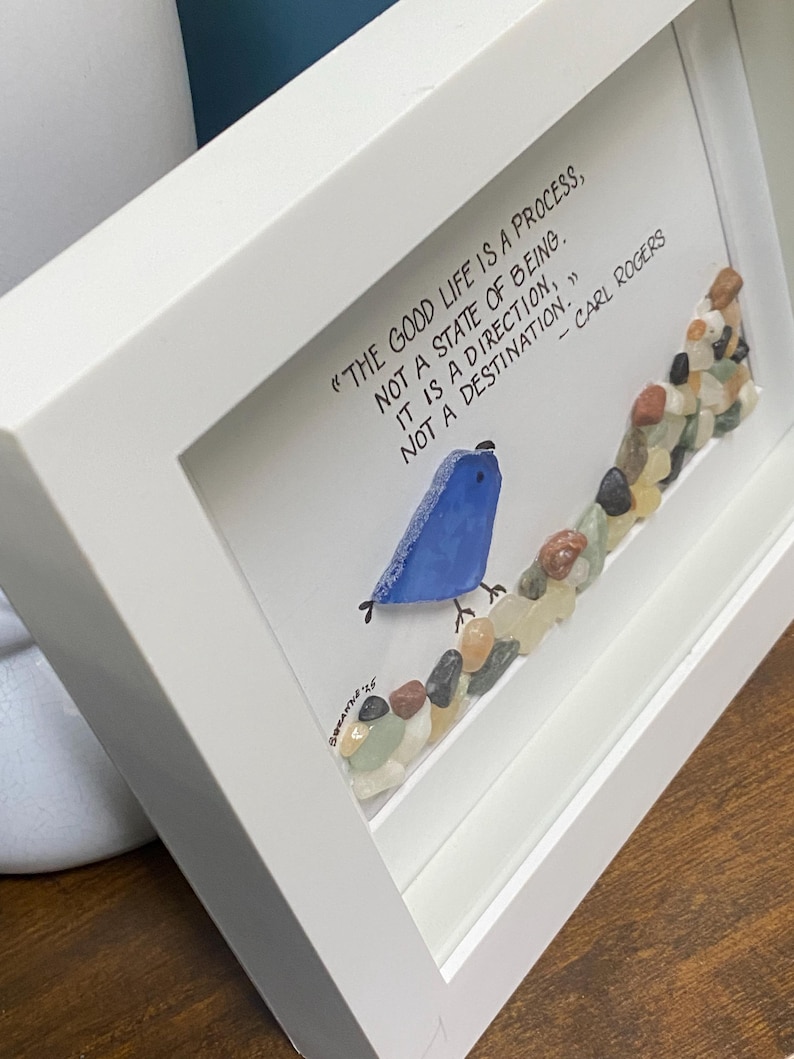 Sea Glass Wren Art: Carl Rogers Quote, Pebble Shadow Box - Etsy