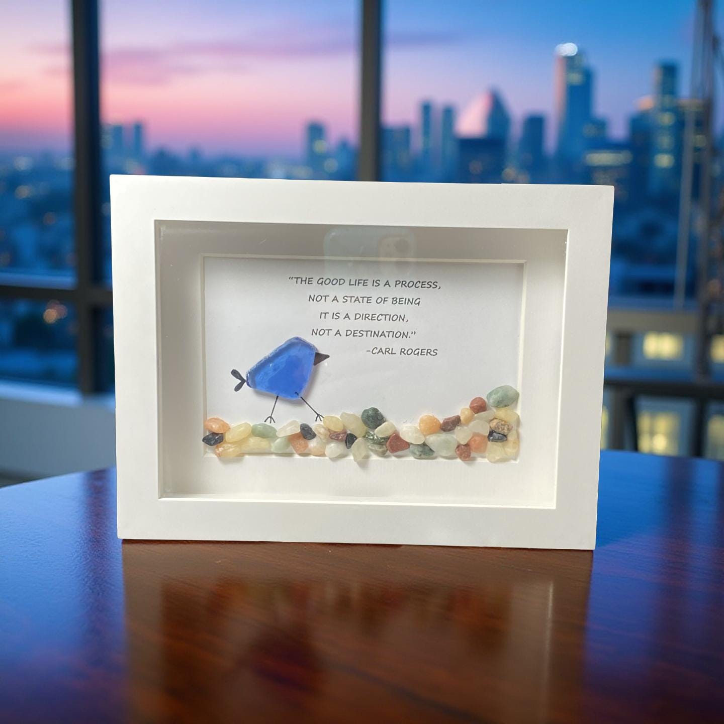 Sea Glass Wren Art: Carl Rogers Quote, Pebble Shadow Box - Etsy