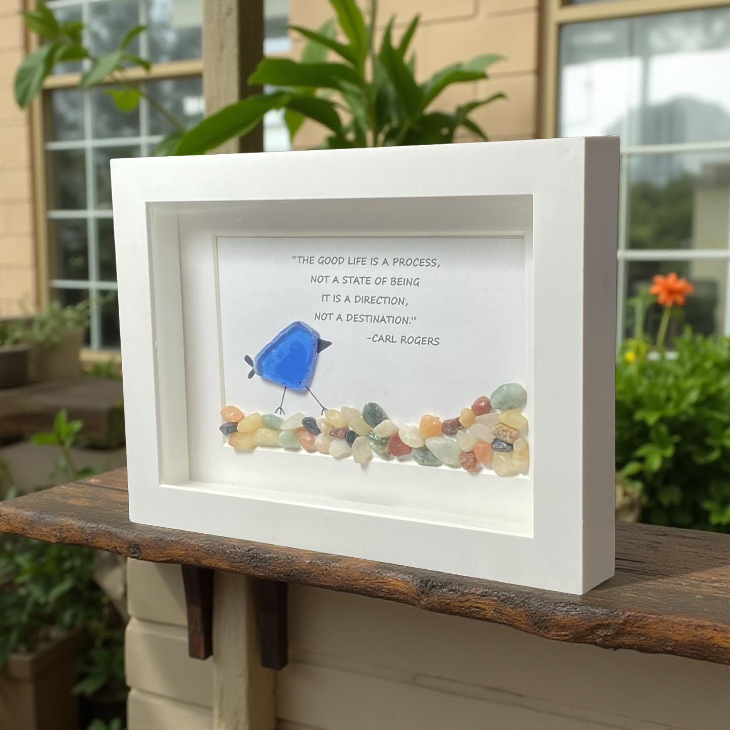 Sea Glass Wren Art: Carl Rogers Quote, Pebble Shadow Box - Etsy