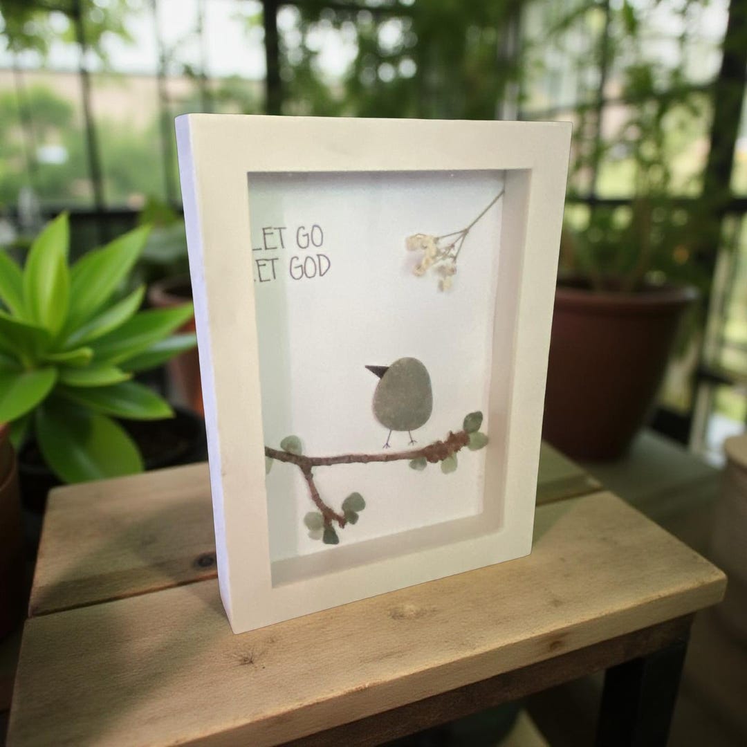 Let Go Let God Pebble Art Shadow Box, Religious Gift - Etsy