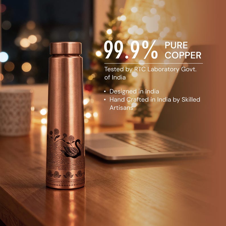 Handmade Indian Copper Water Bottle | Ayurvedic Wellness | Modern ...
