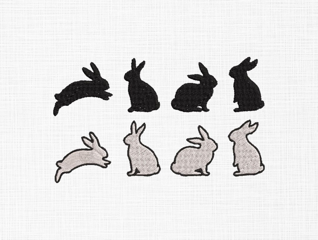 Bunny Silhouette Embroidery Design Set: Minimalist Rabbit Outlines (PDF ...