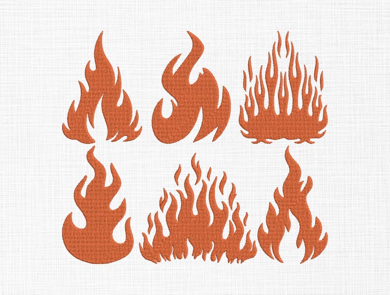 Flame Embroidery Design Set: Fire Pattern for Jackets, Patches (digital ...