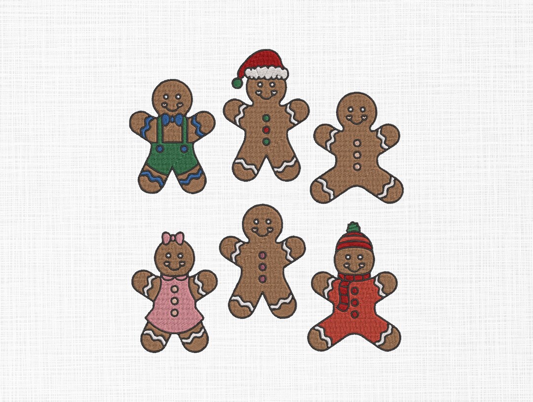 Gingerbread Man Embroidery Design: Christmas Cookie Family (digital ...