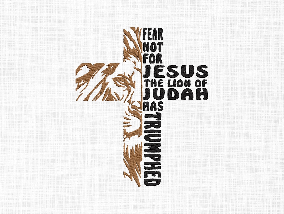 Lion of Judah Cross Embroidery Design, Christian Bible Verse Embroidery ...