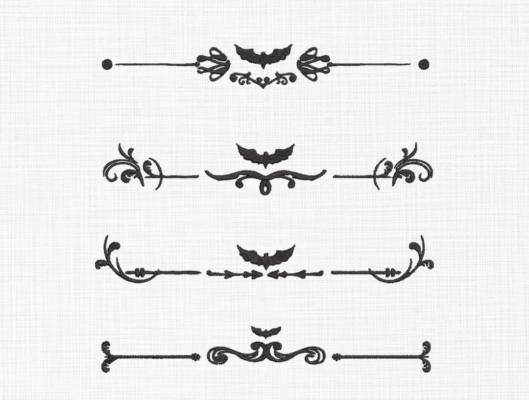 Gothic Bat Embroidery Design Set: Halloween Border Dividers ...