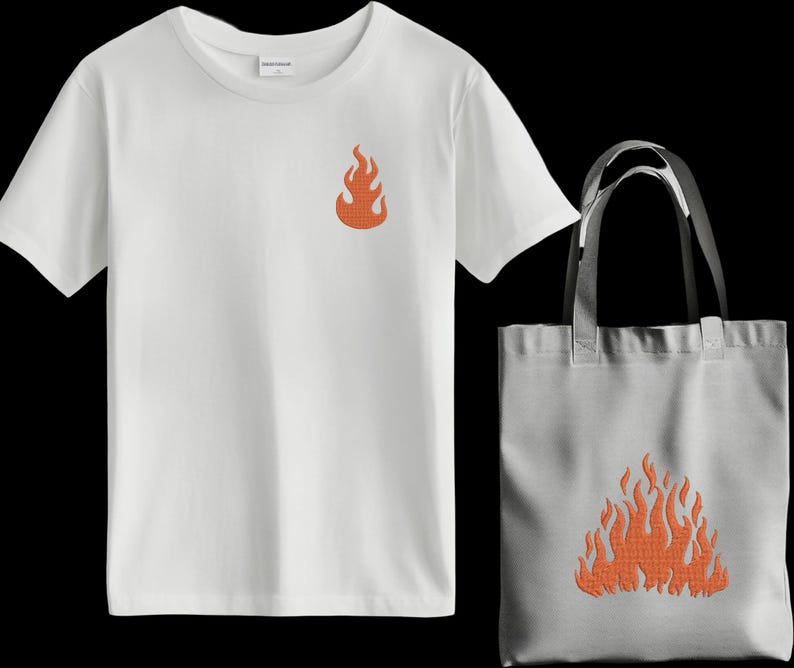 Flame Embroidery Design Set: Fire Pattern for Jackets, Patches (digital ...