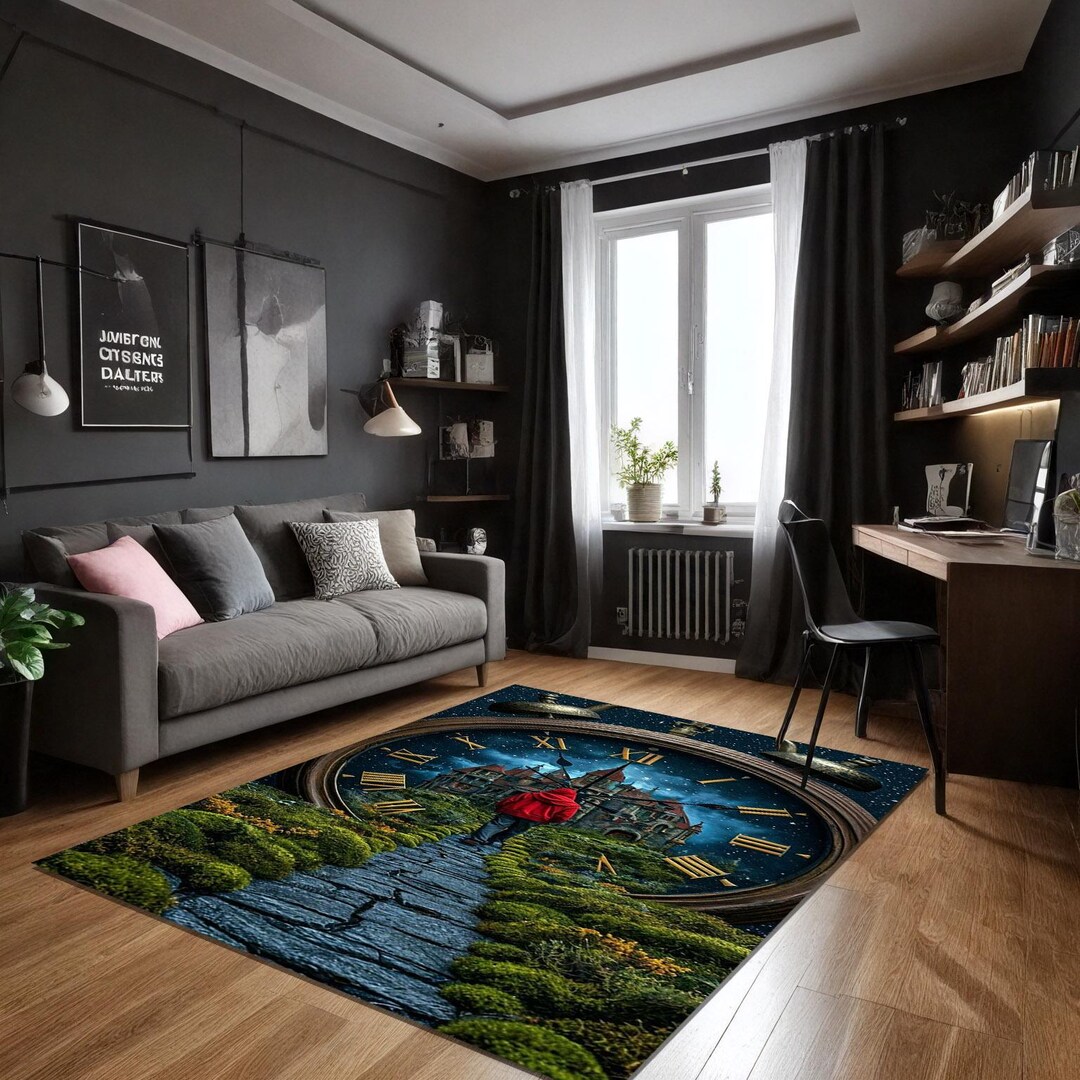 Mystical Time Gate Castle Rug,surreal Fantasy Rug With Pathway Stars ...