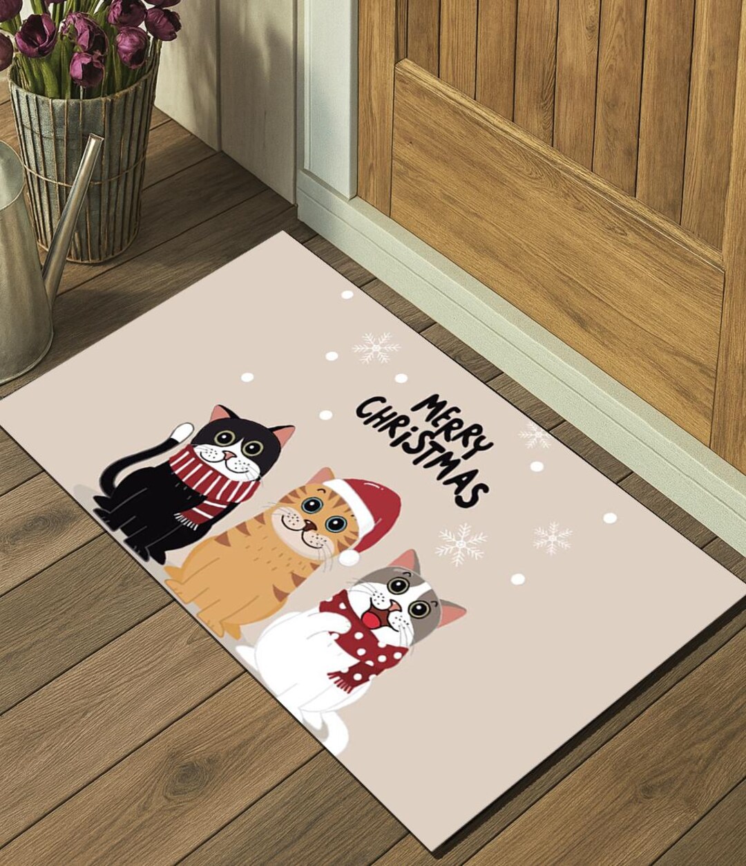 Christmas Cat Doormat,cute Holiday Welcome Mat,funny Cat Lovers Gift ...