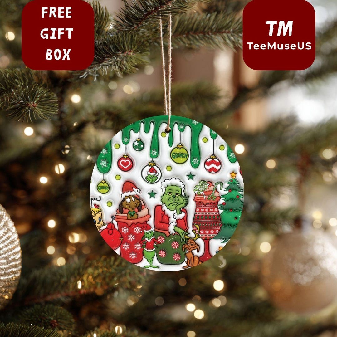 Grumpy Christmas Character Ornament – Whimsical Holiday Villain Style ...
