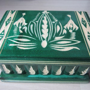 Puzzle Box W Secret Chamber Wooden Green W/ Lock & Key - Etsy