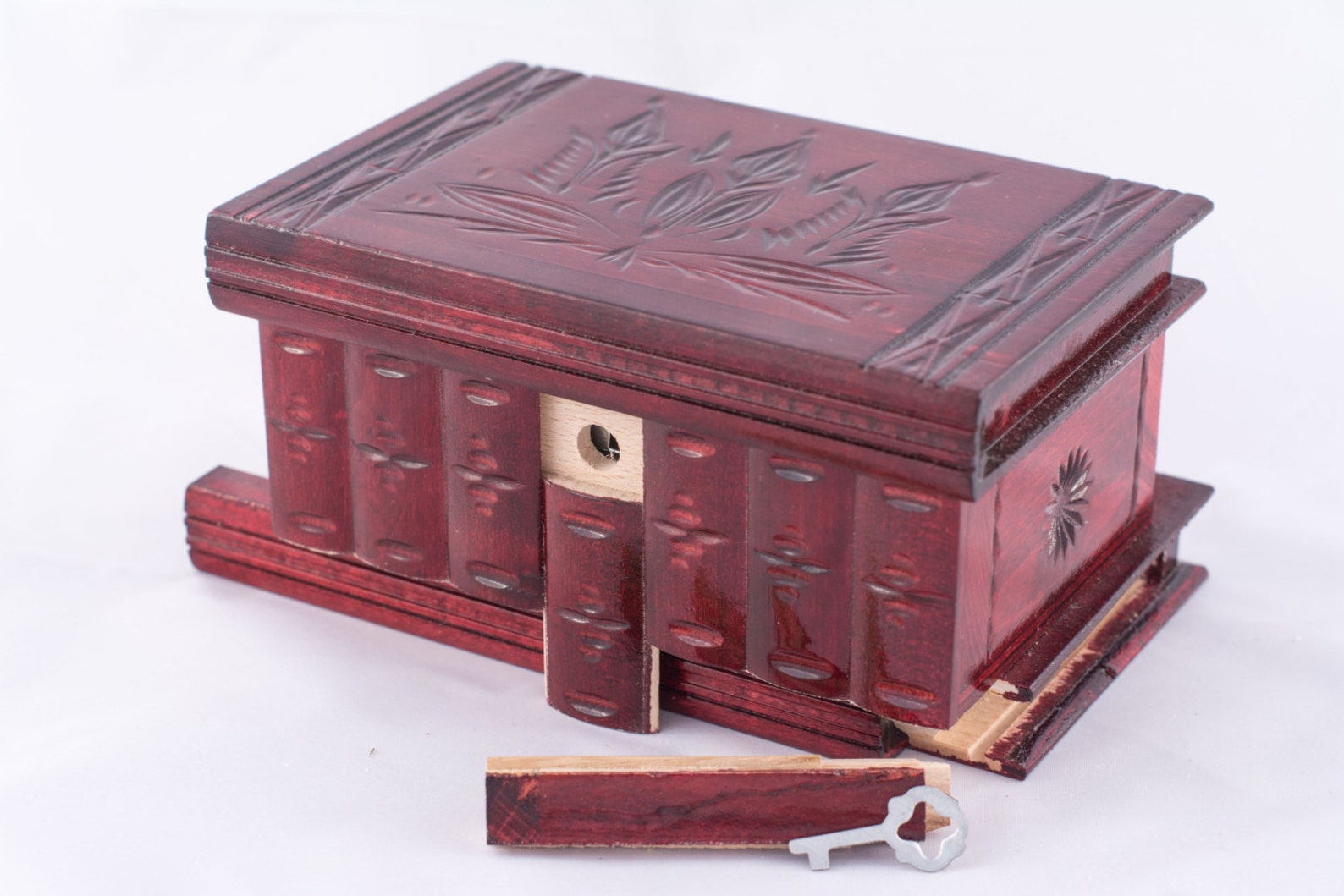 Cherry Red Wooden Large Puzzle Jewelry Box W/ Hidden - Etsy