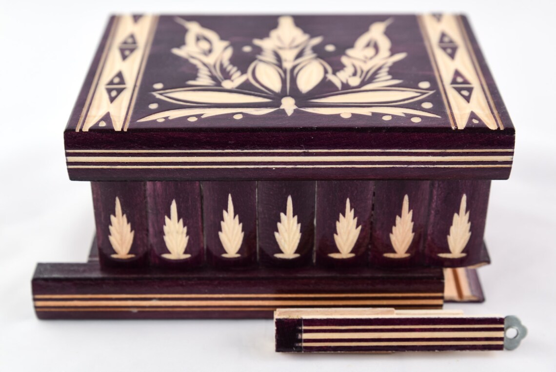 Magic Tricks Illusion Puzzle Box Case Hungary Carved Wooden - Etsy