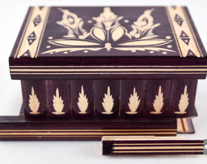 Magic Tricks Illusion Puzzle Box Case Hungary Carved Wooden Jewelry Box ...