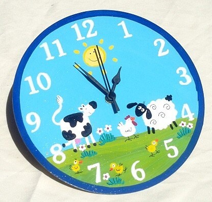 Round Wall Clock With Animals Painting - Etsy