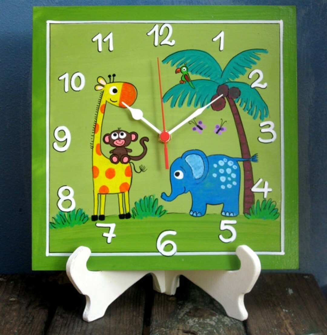 Wall Clock on A Stand / the Jungle Animals - Etsy