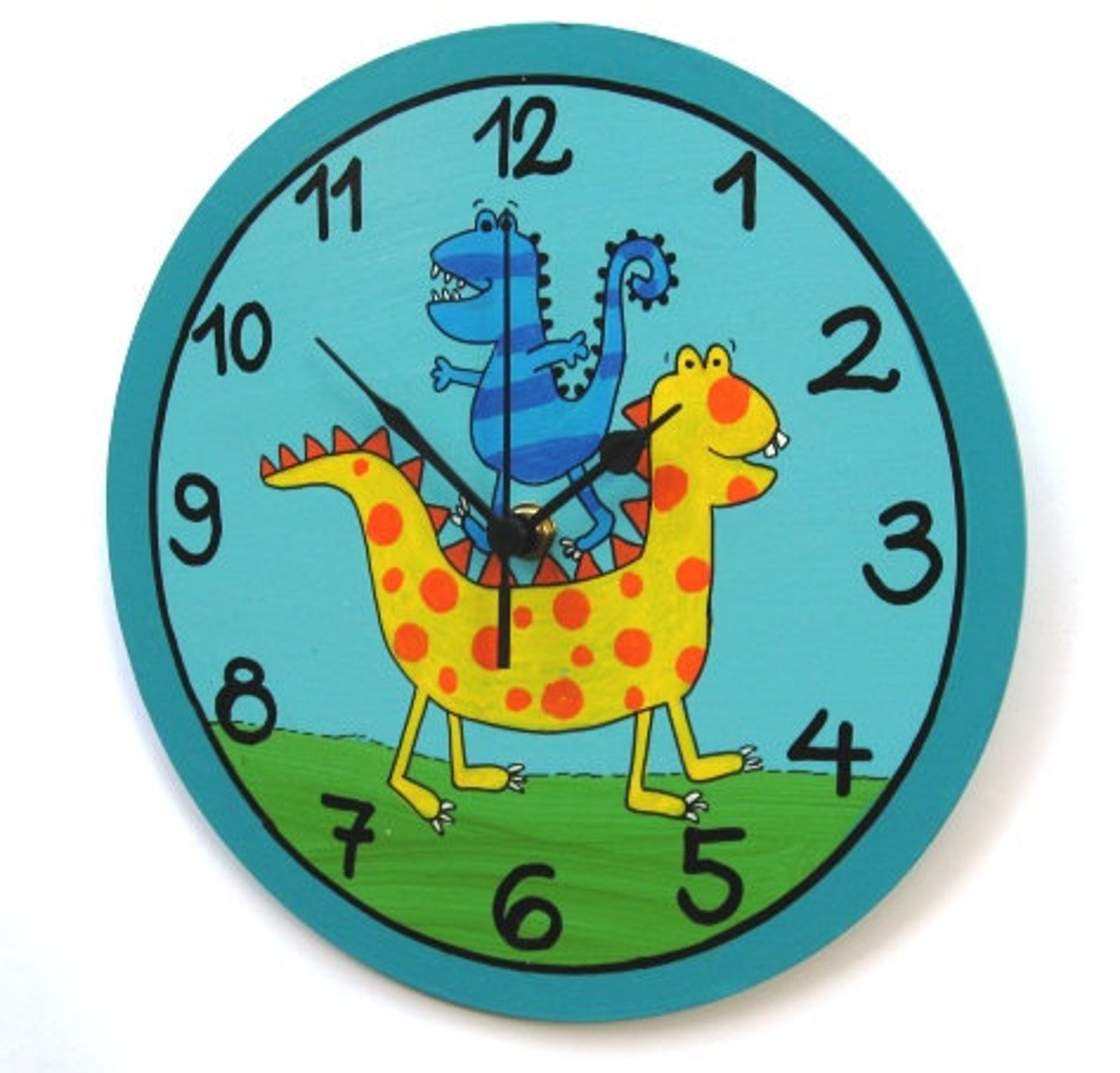Dino the Dinosaur Wall Clock for Children's Room, Nursery Wall Clock ...