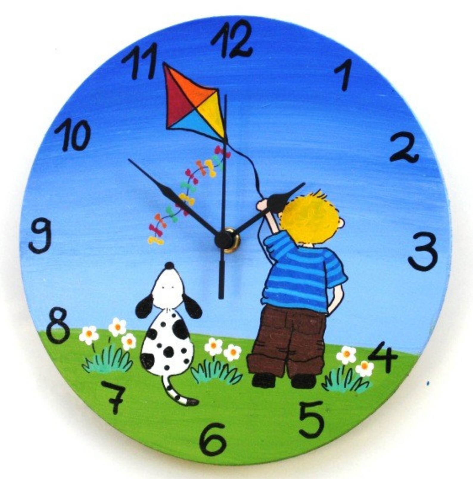 Round Hand Painted Wall Clock - Etsy