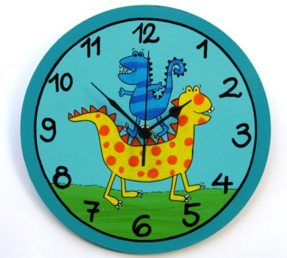 Dino the Dinosaur Wall Clock for Children's Room, Nursery Wall Clock ...