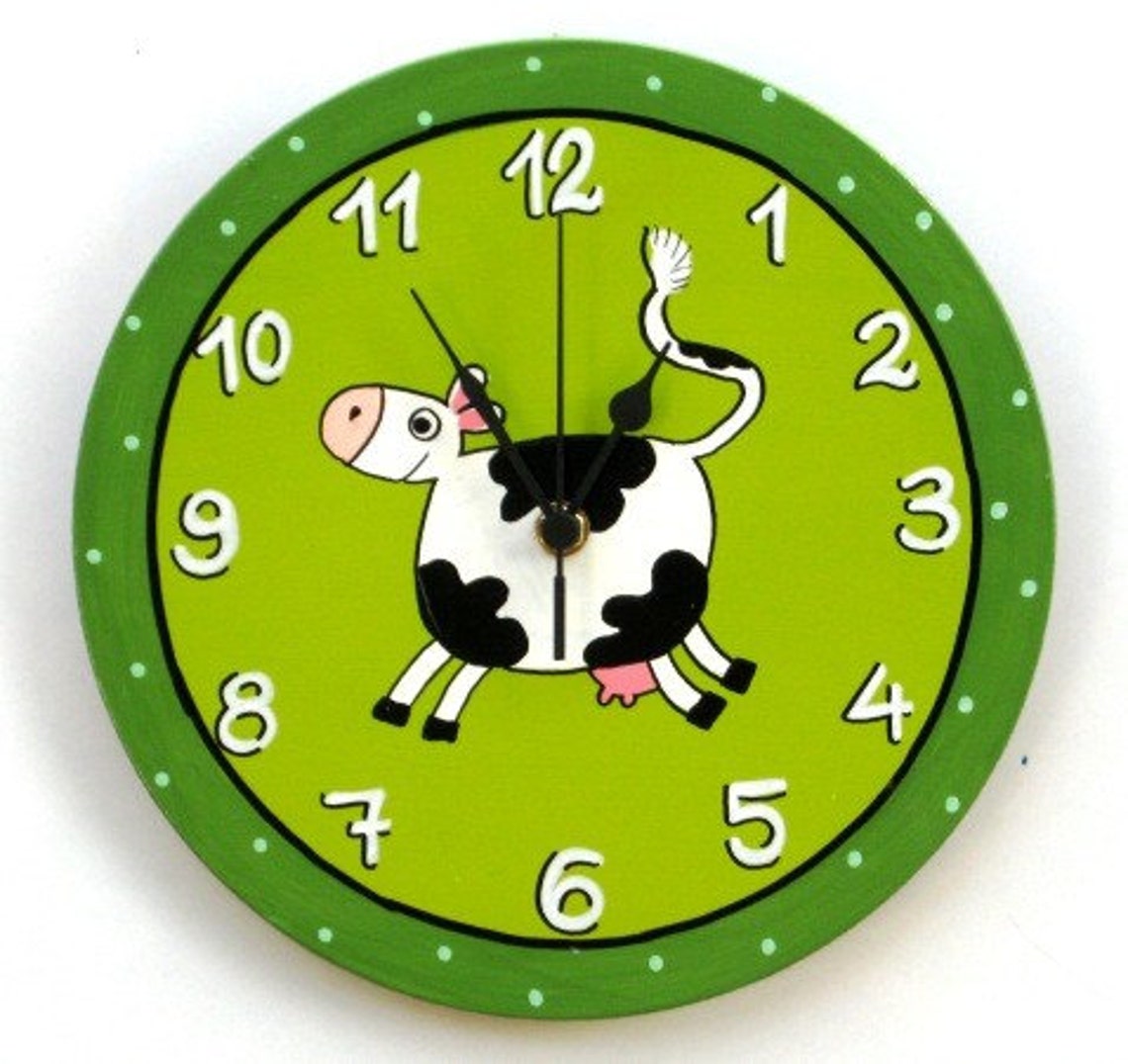 Hand Painted Green Wall Clock - Etsy