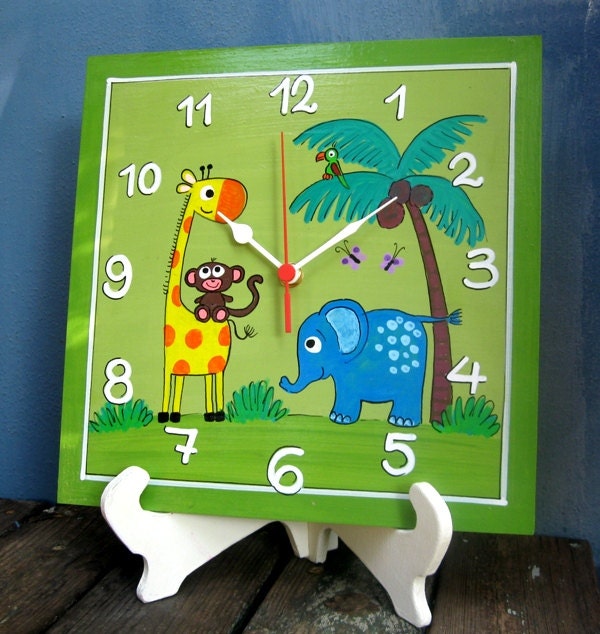 Wall Clock on A Stand / the Jungle Animals - Etsy