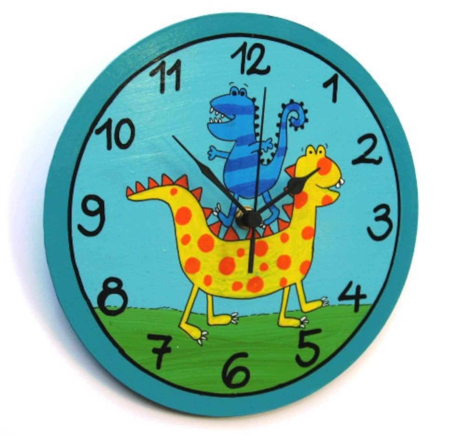 Dino the Dinosaur Wall Clock for Children's Room, Nursery Wall Clock ...