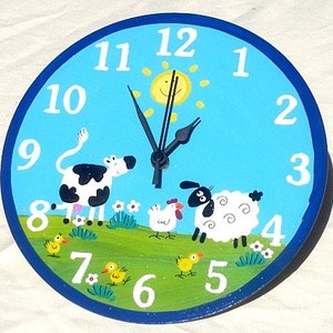 Round Wall Clock With Animals Painting - Etsy