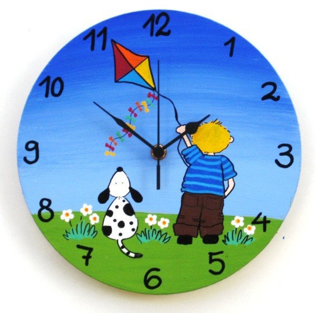 Round Hand Painted Wall Clock - Etsy