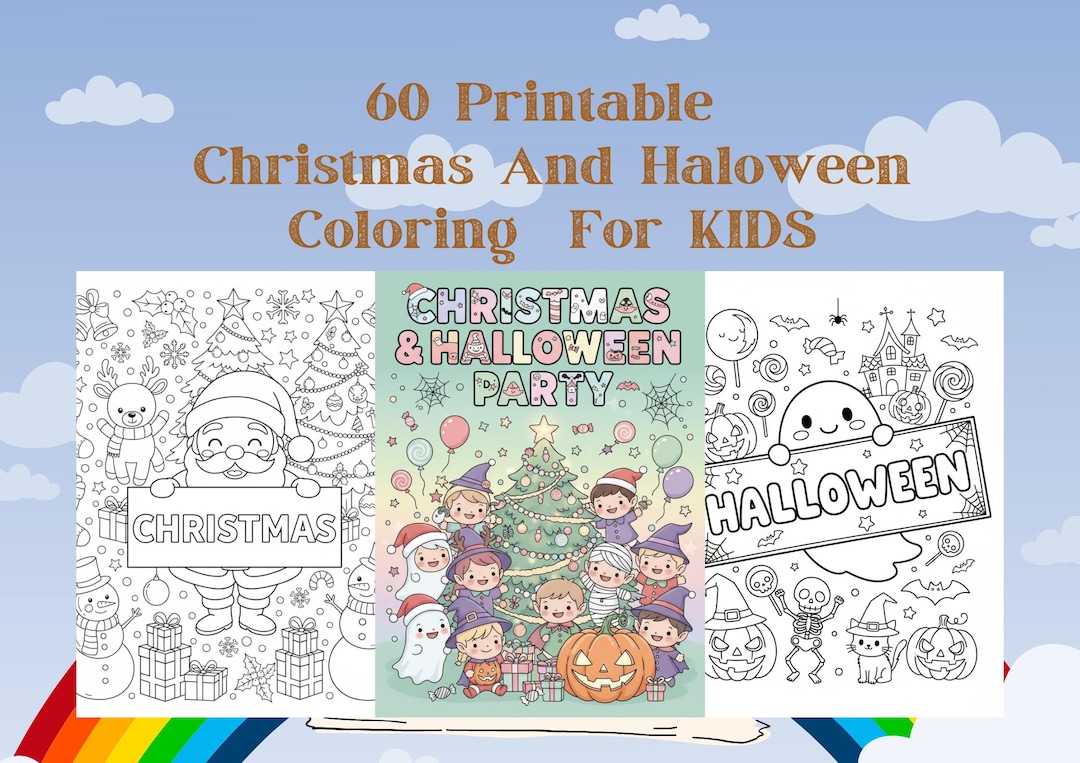 Christmas & Halloween Coloring Pages for Kids | Printable Holiday ...